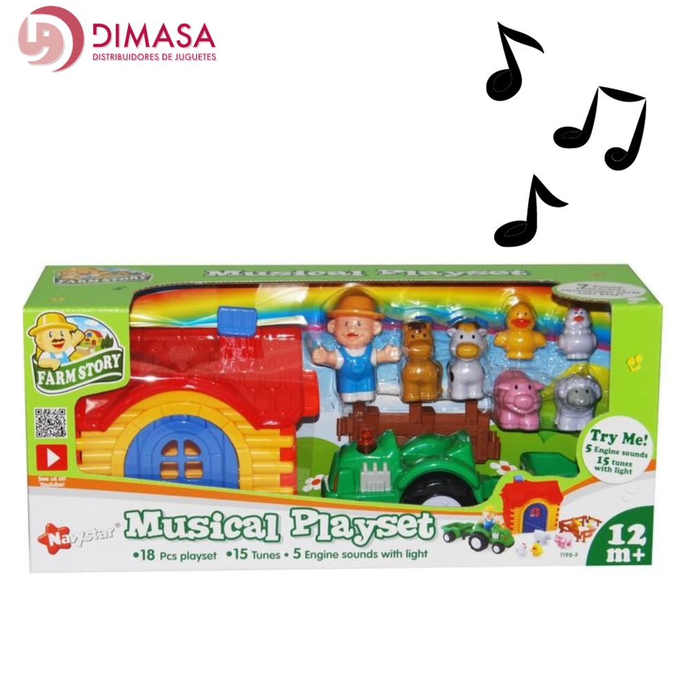 Granja con tractor musical para bebés con animales – MANCHATOYS